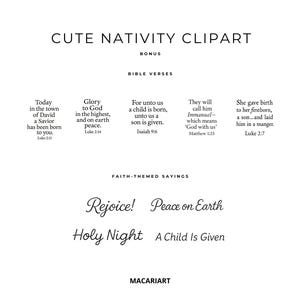 Cute Nativity Scene Clipart, Watercolor Christmas Jesus Birth, Baby ...