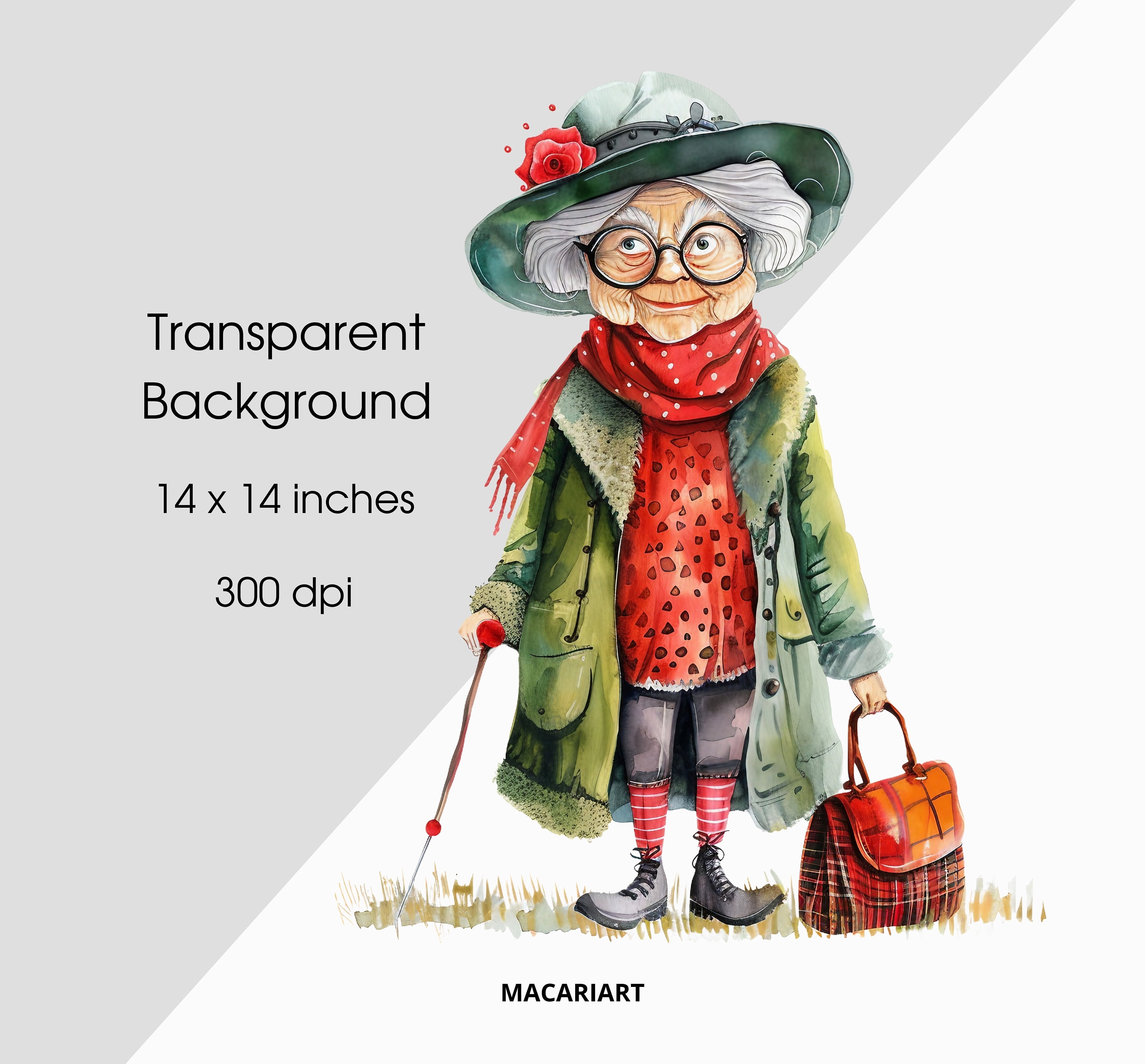 Whimsical Old Lady Clipart Quirky Woman Funny Old Ladies Clipart Old ...