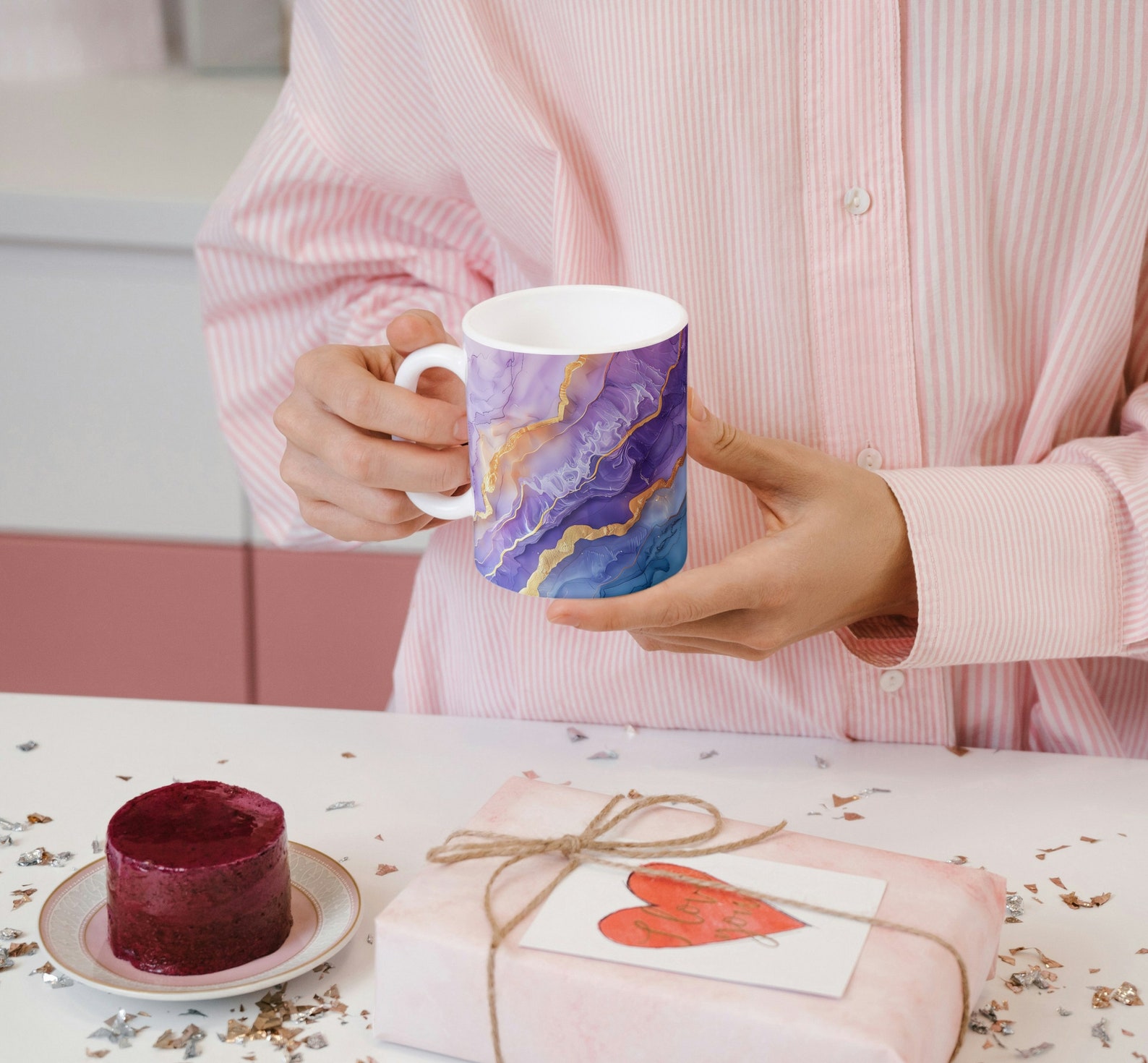 Purple Mint and Gold Alcohol Ink Texture Purple Liquid Ink Clipart ...