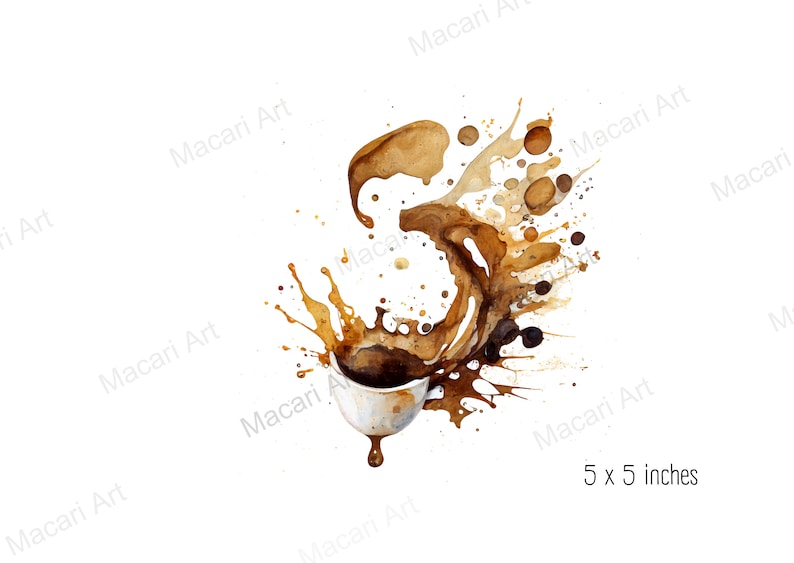 Watercolor Coffee Stains Clipart Coffee Print Wall Art Coffee Poster ...