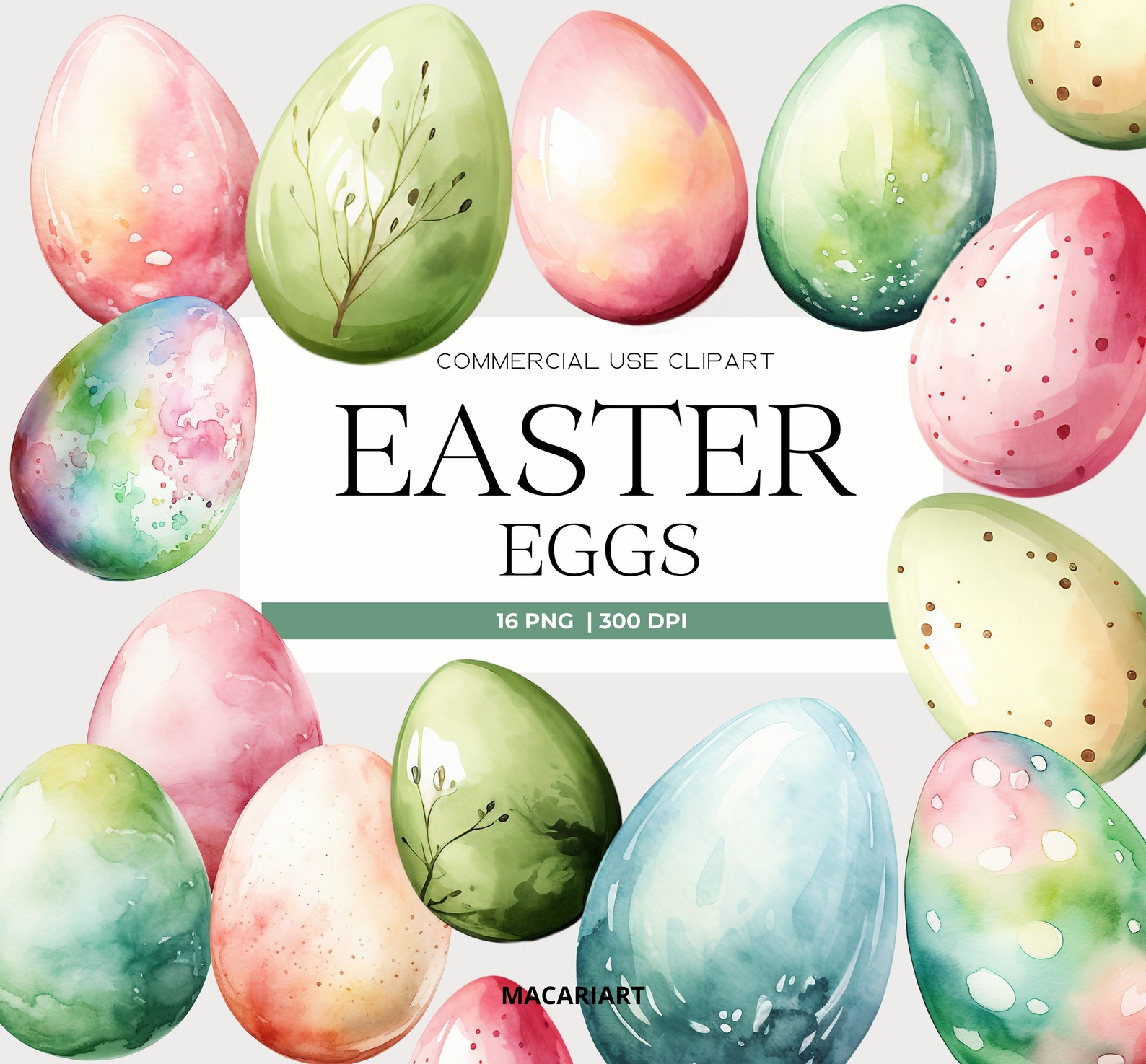 Easter Eggs Watercolor Clipart Happy easter Png Floral Clipart Spring ...