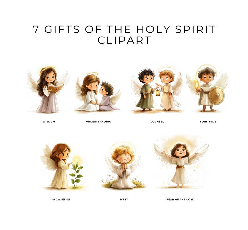 Seven Gifts of the Holy Spirit Clipart, Holy Spirit Learning, Kids ...