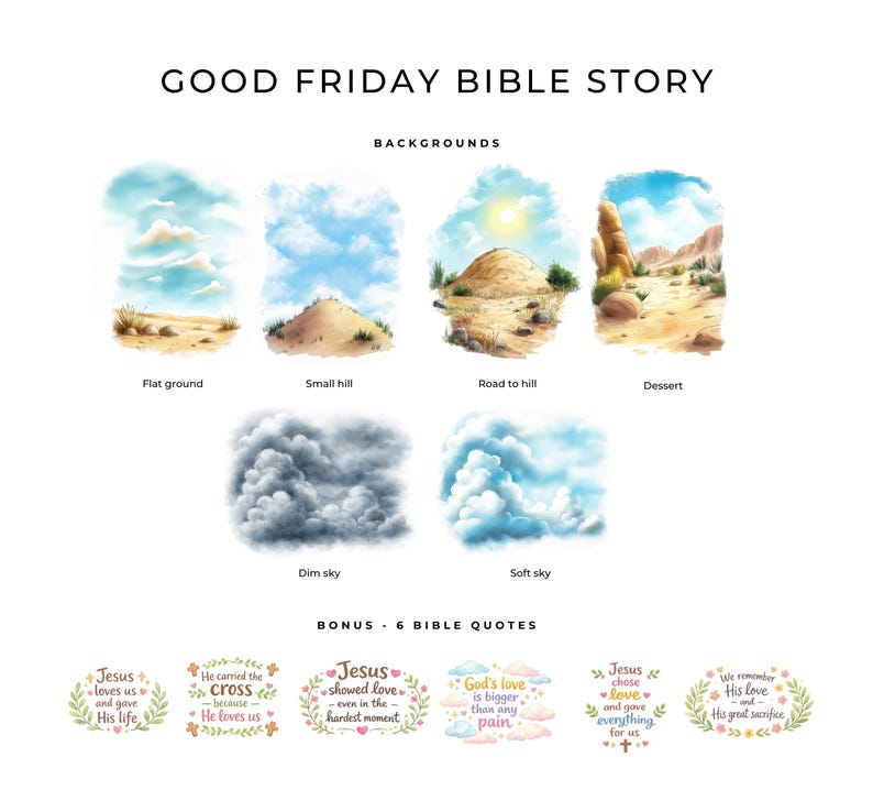 Buy Good Friday Clipart, Jesus Crucifixion Bible Story, Christian ...
