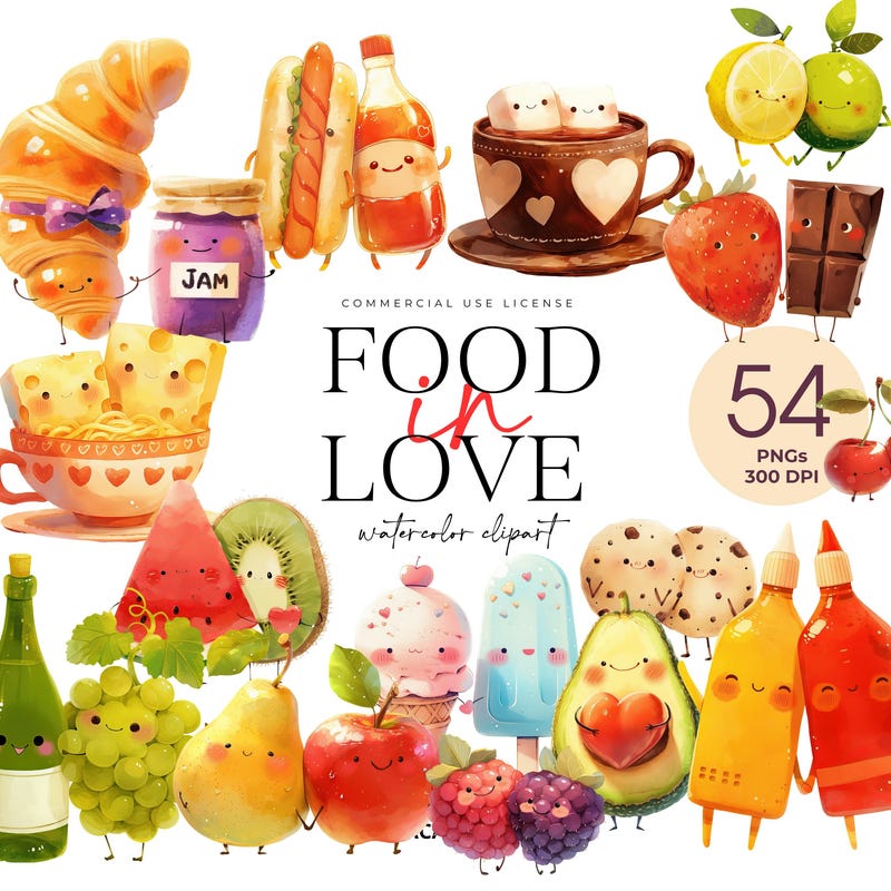 Kawaii Food Clipart - Etsy
