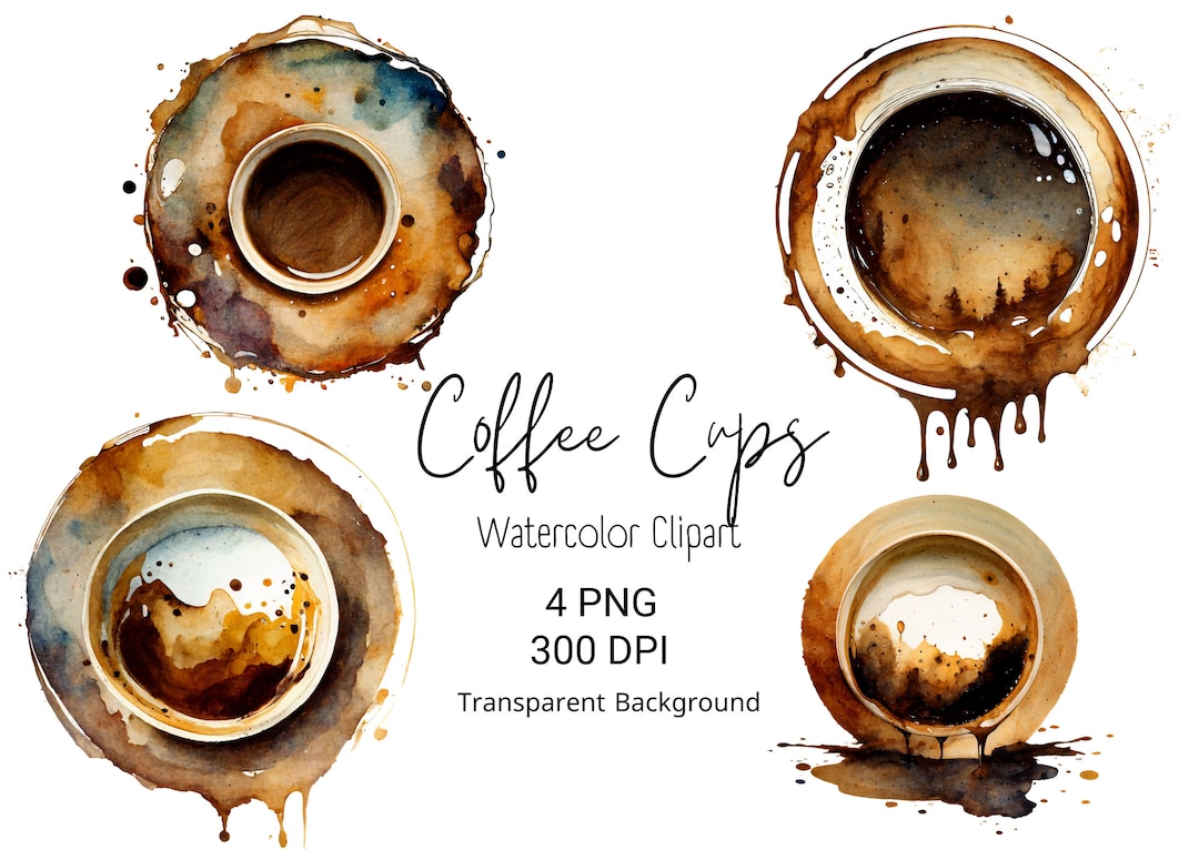 Watercolor Coffee Cup Clipart Coffee Print Wall Art Coffee Poster Shop ...