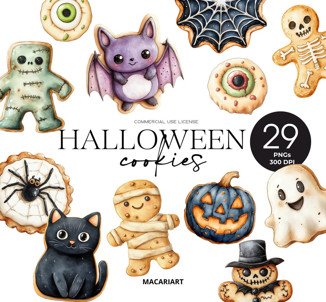 Cute Halloween Cookie Clipart Halloween Party Dessert Food Sugar Cookie ...