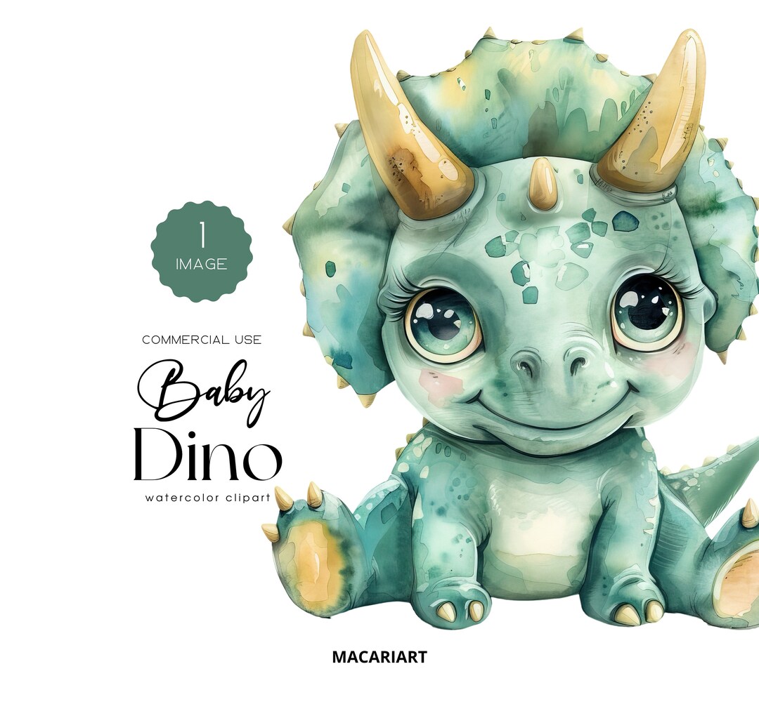 Cute Baby Dinosaur Clipart Watercolor Dino Baby Shower Dinosaur Png ...