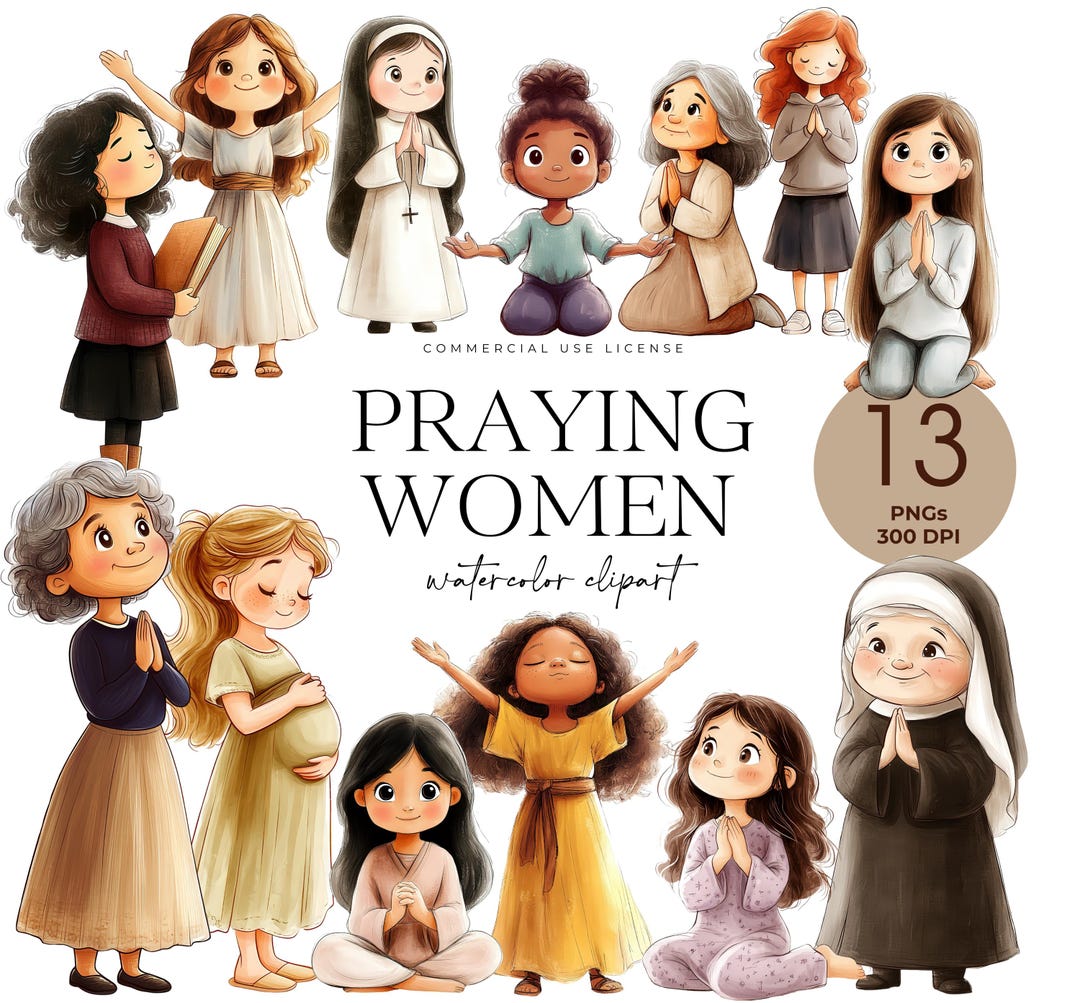Praying Women Clipart, Women in Prayer, Praying Sisters, Faith Women ...