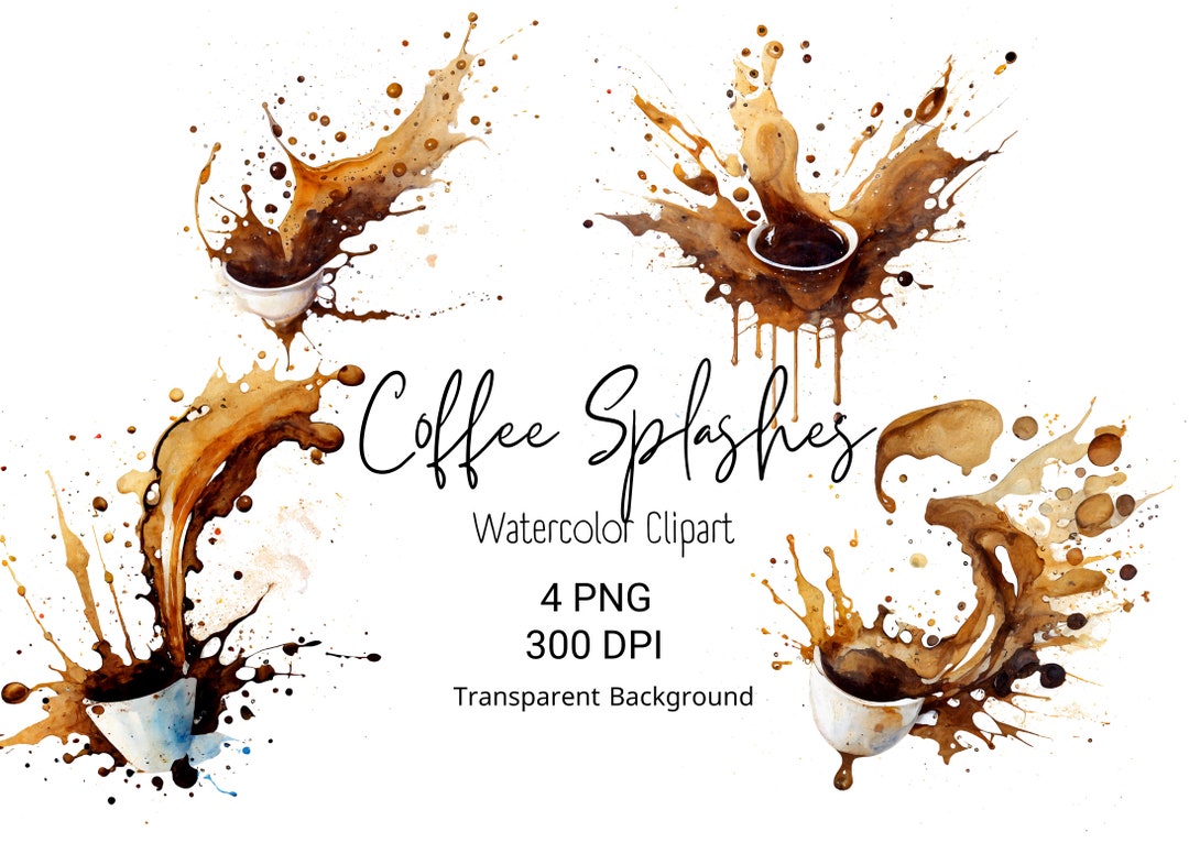 Watercolor Coffee Stains Clipart Coffee Print Wall Art Coffee Poster ...