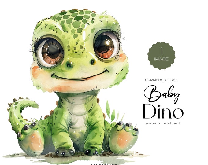 12 Baby Dino, Clipart, Baby Dinosaur, Printable Watercolor Clipart ...