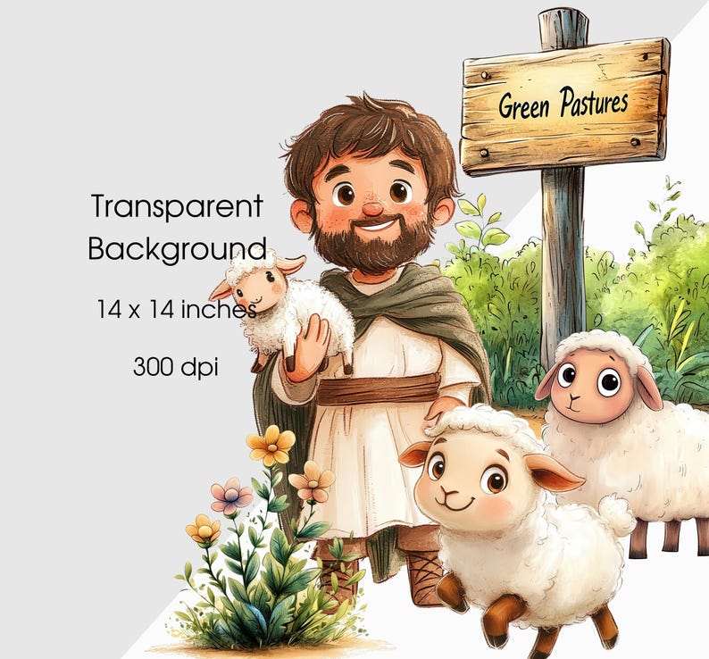 Good Shepherd Clipart, Jesus With Lamb, Psalm 23 Bible Story for Kids ...
