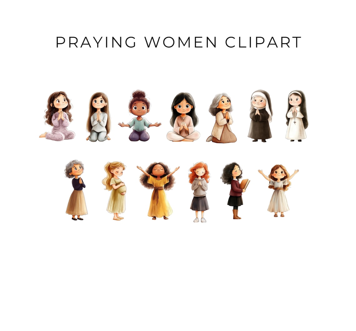 Praying Women Clipart, Women in Prayer, Praying Sisters, Faith Women ...