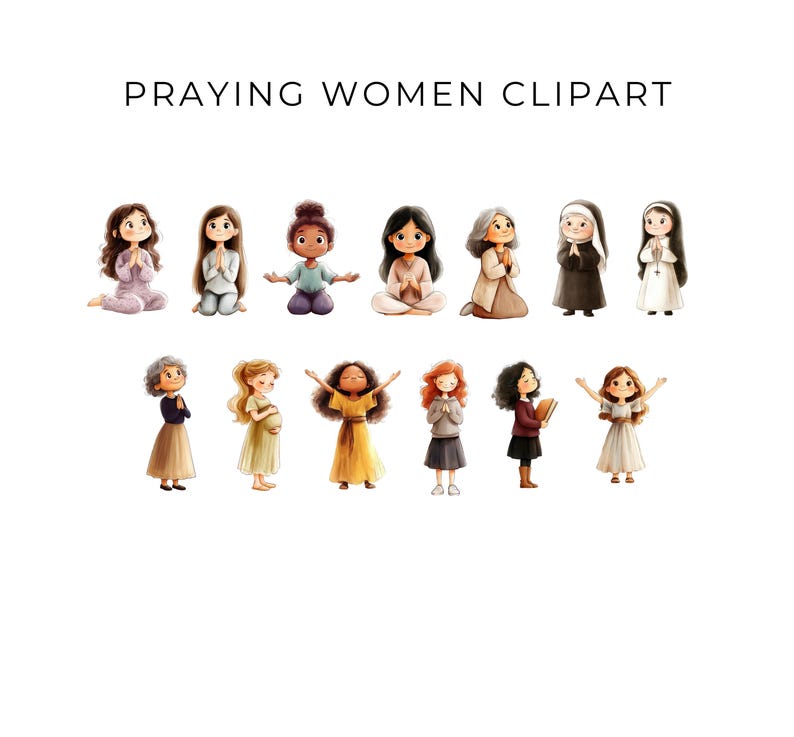 Praying Women Clipart, Women in Prayer, Praying Sisters, Faith Women ...