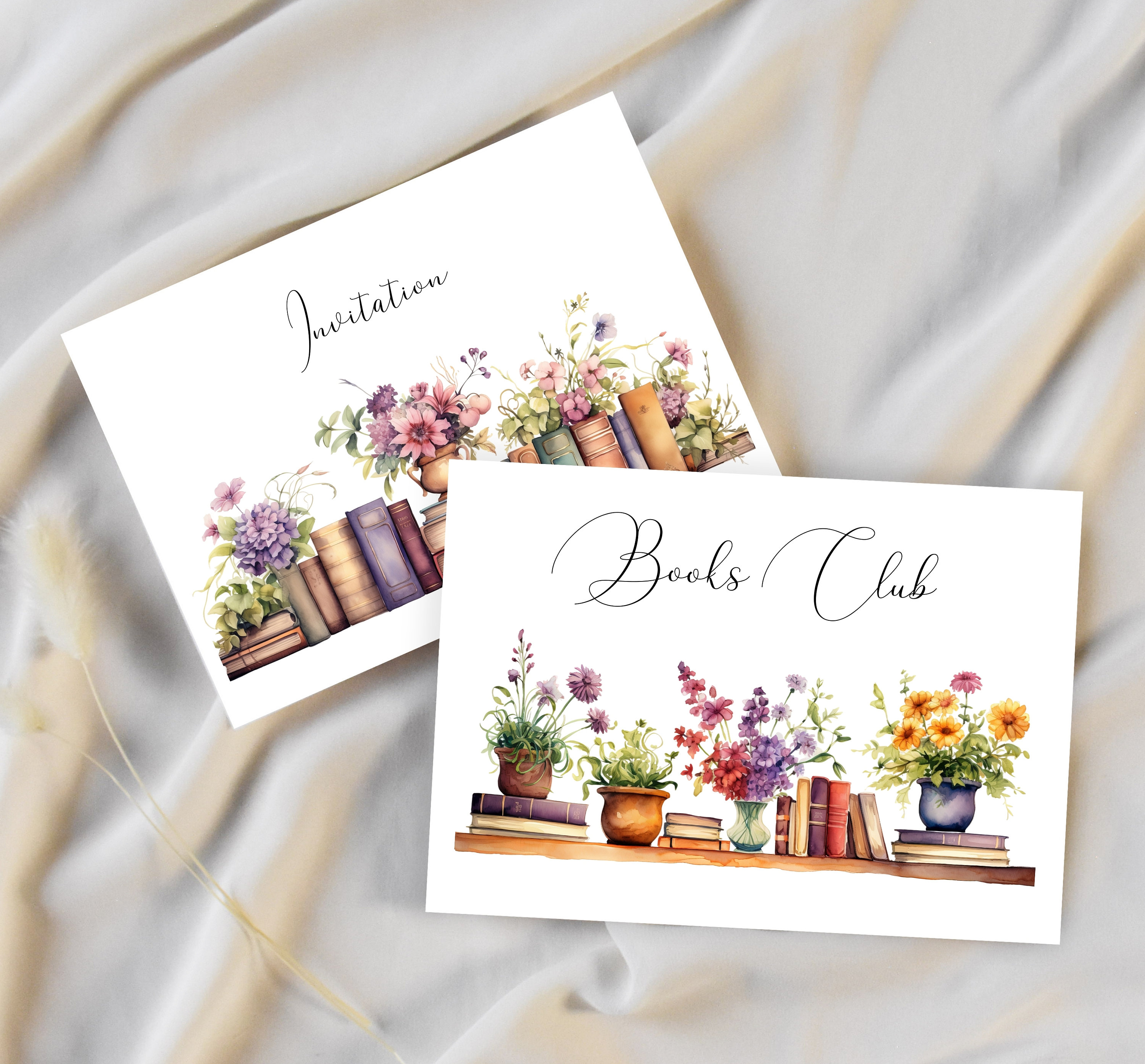 Watercolor Book Border Clipart Floral Bookshelf Png Book Graphics ...