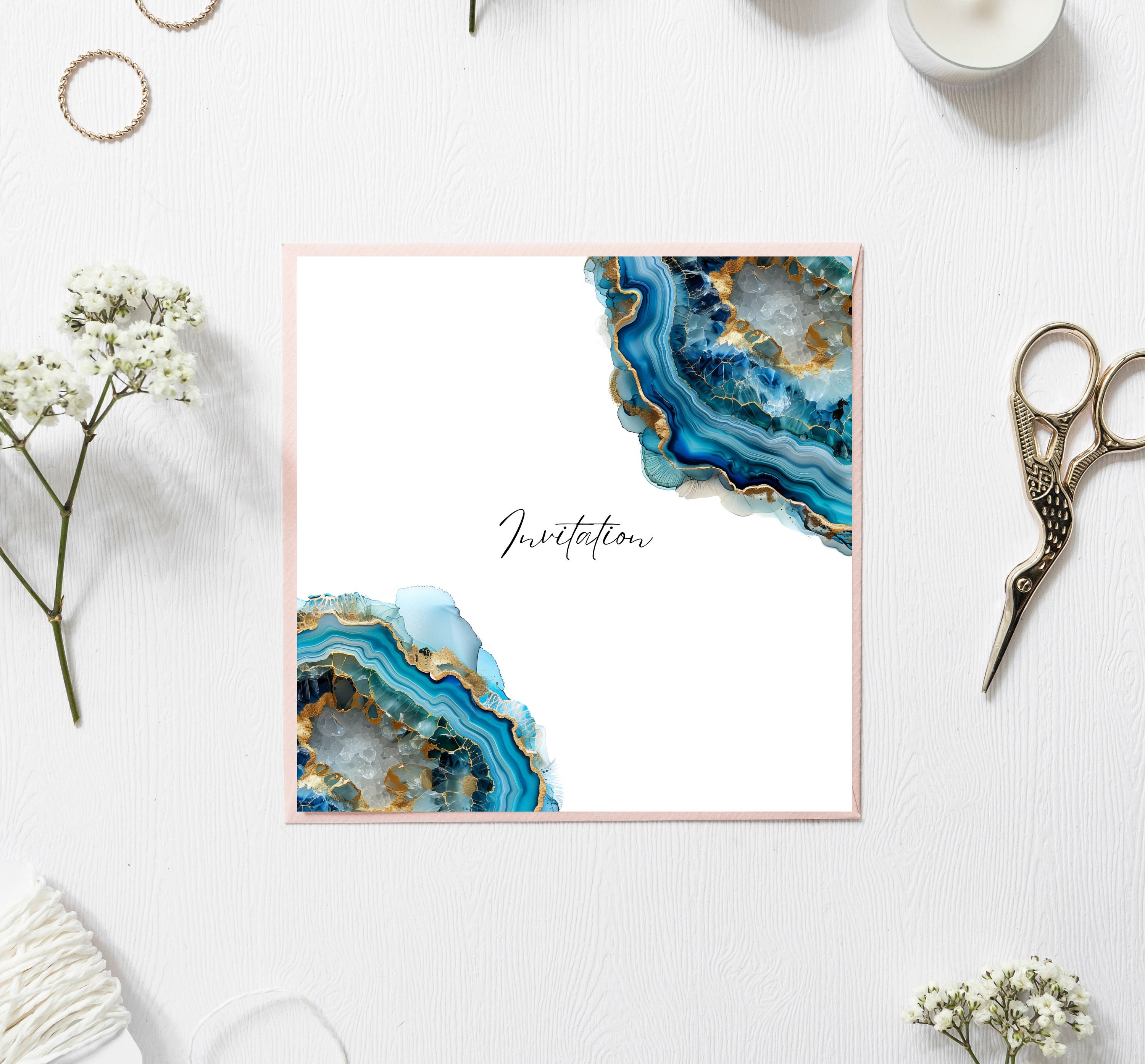 Turquoise Agate Border Clipart Gold Glitter Blue Marble Border Geode ...