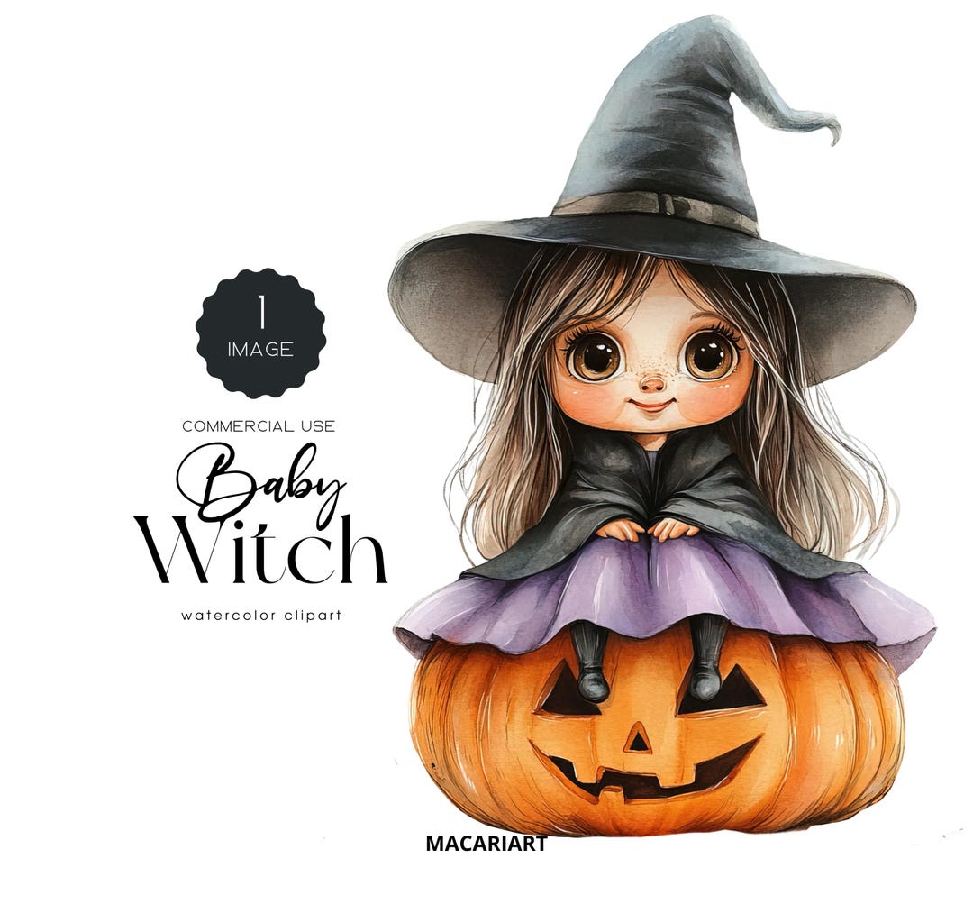 Cute Witch Clipart Watercolor Halloween Clip Art Mystical Witches Png ...