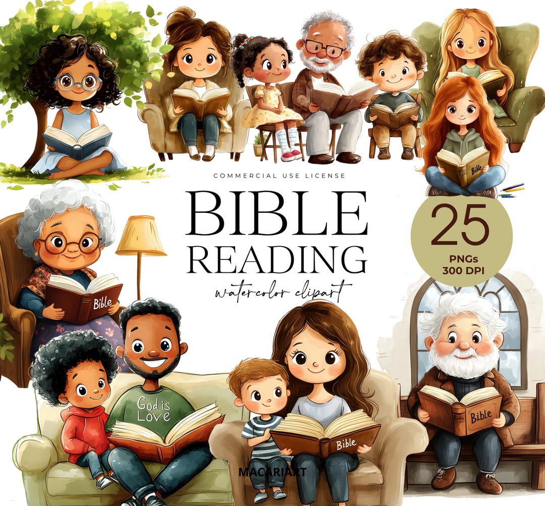 Bible Reading Clipart, Woman Reading Bible, Bible Study Clipart, Bible ...