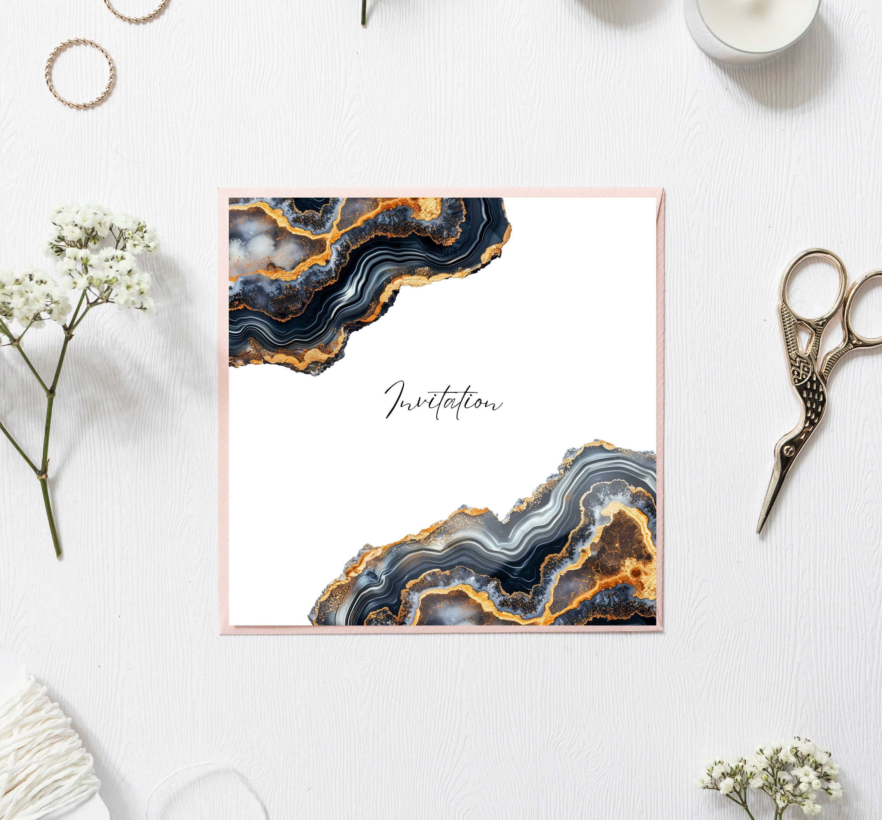 Black Agate Border Clipart Gold Glitter Black Marble Border Geode ...