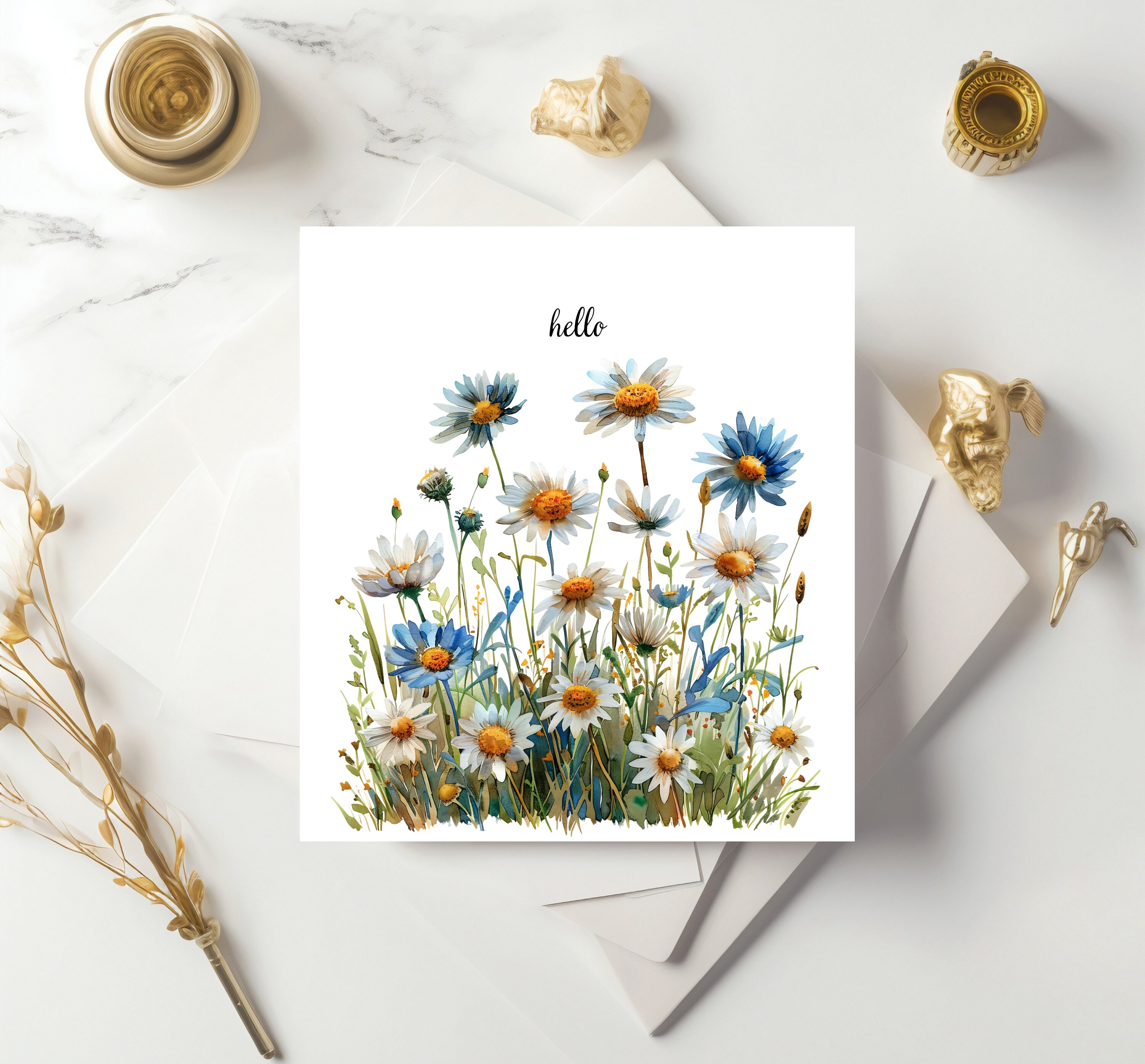 Watercolor Daisy Flower Clipart White Floral Bouquet Wildflower Clip ...