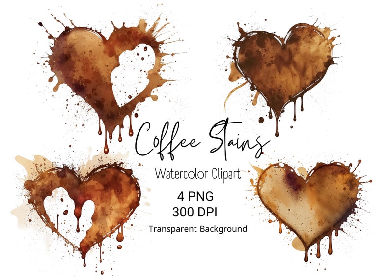 Watercolor Coffee Stains Clipart Coffee Print Wall Art Coffee Poster ...