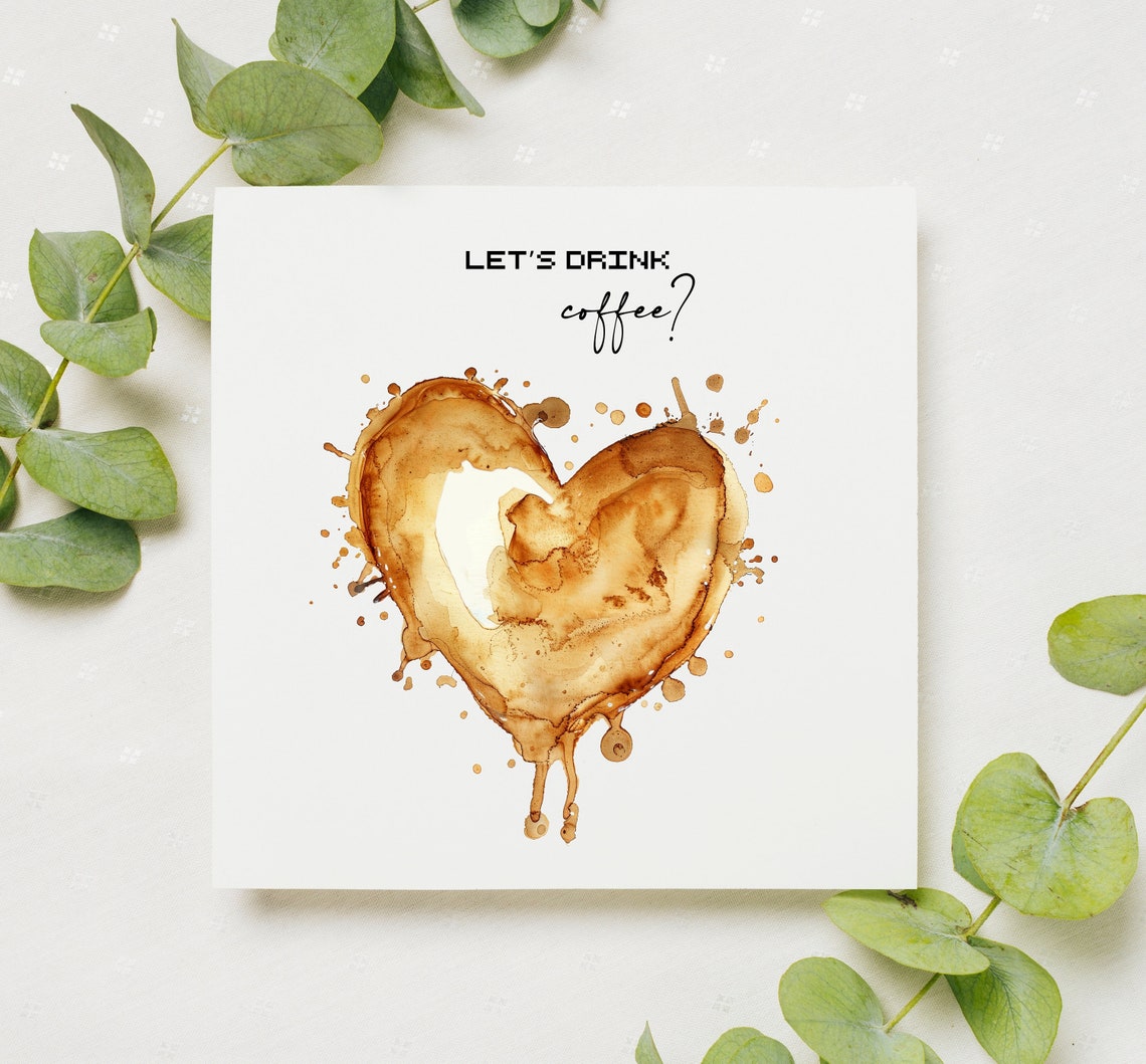 Coffee Heart Stain Clipart Watercolor Coffee Heart Espresso Coffee ...