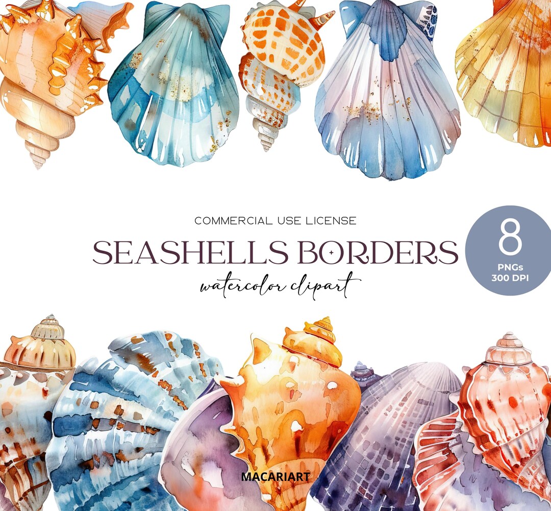 Seashell Border Clipart Sea Theme Border Ocean Decor for Card Making ...