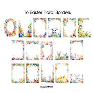 Watercolor Easter Frames Clipart Floral Border Clipart Floral Easter ...