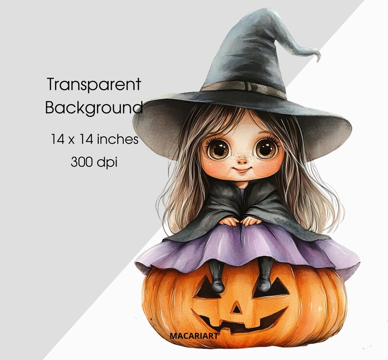 Cute Witch Clipart Watercolor Halloween Clip Art Mystical Witches Png ...