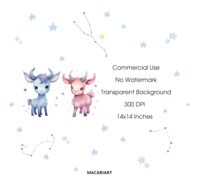 Zodiac Signs Clipart Baby Astrology Star Signs Baby Animal Watercolor ...