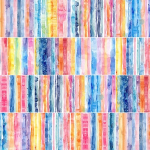 Watercolor Stripes Digital Paper Seamless Pattern Rainbow Pastel ...
