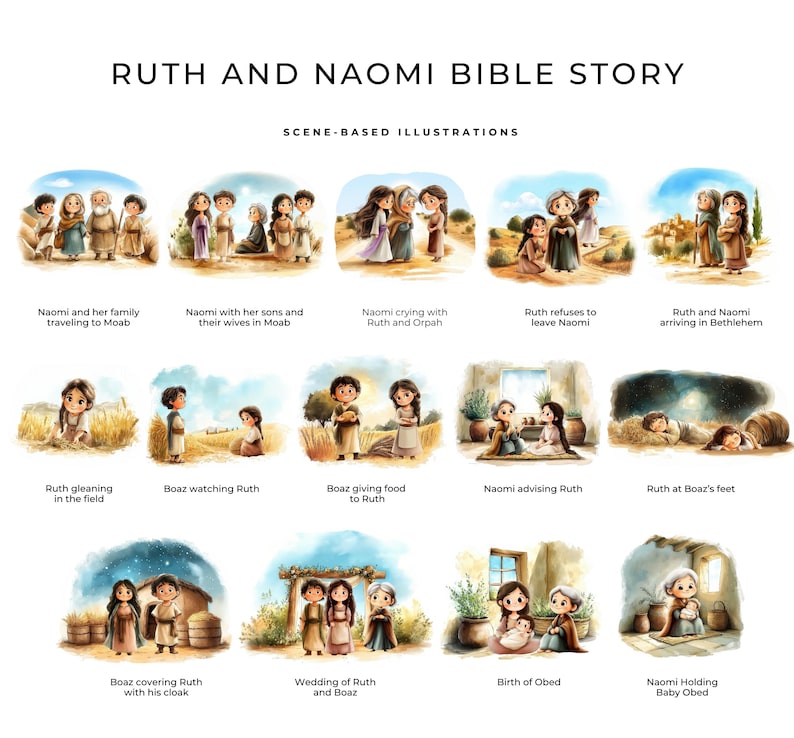 Ruth and Naomi Bible Story Clipart, Boaz, Old Testament, Women of the ...