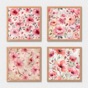 Pink Floral Digital Papers Watercolor Wildflowers Printable Papers Pack ...