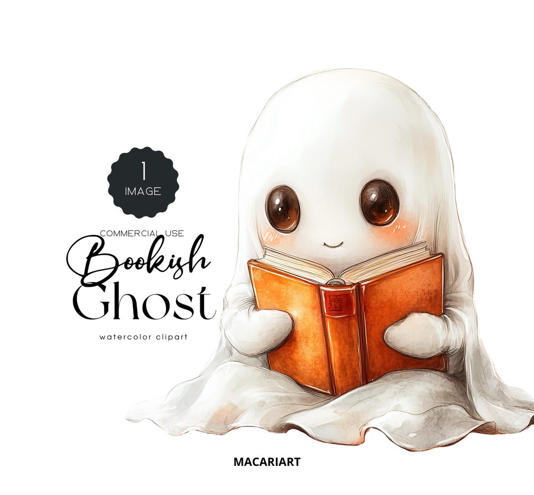 Cute Ghost Reading Clipart Halloween Bookish Ghost Png Spooky Bookish ...