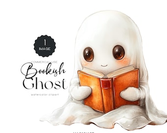 Cute Ghost Reading Clipart Halloween Bookish Ghost Png Spooky Bookish ...