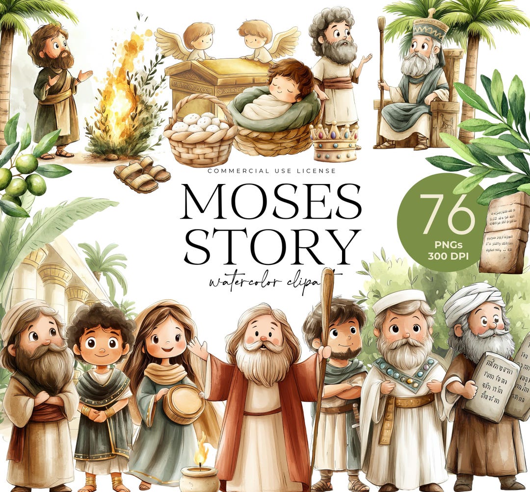 Moses Clipart, Biblical Scenes Clipart, Old Testament Clipart, Kids ...