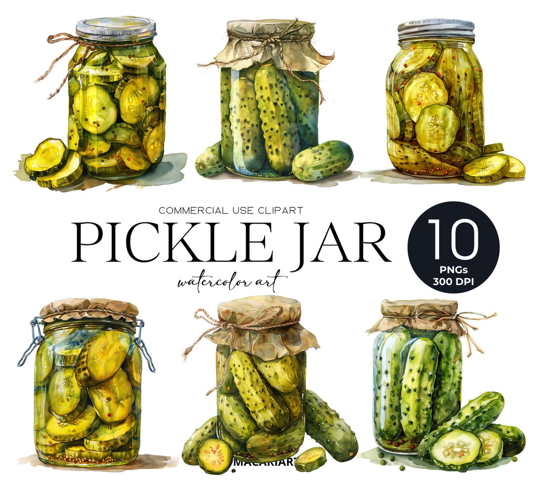 Pickle Jar Png Watercolor Preserves Clipart Food Clipart Canning Label ...
