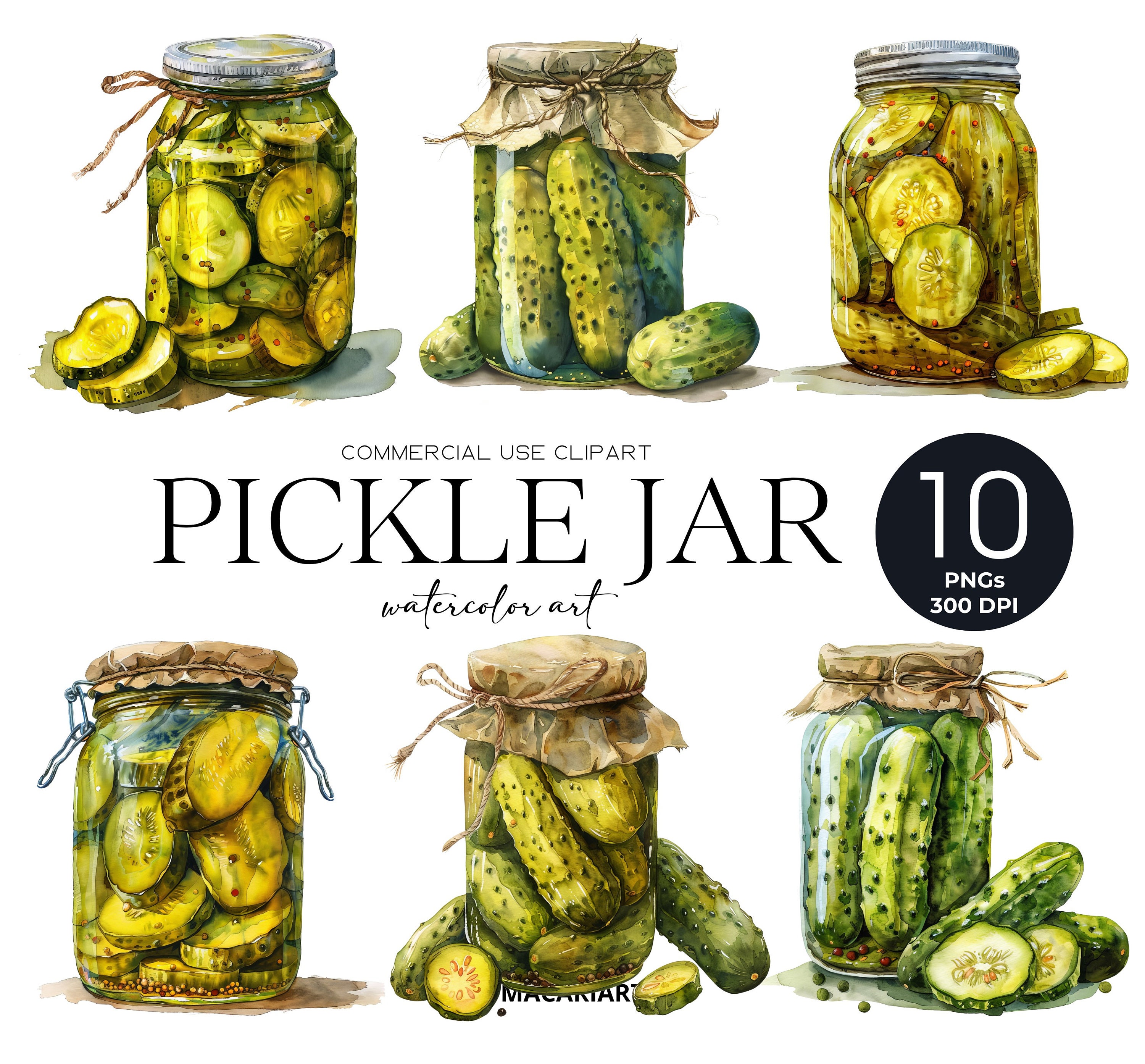 Pickle Jar Png Watercolor Preserves Clipart Food Clipart Canning Label ...