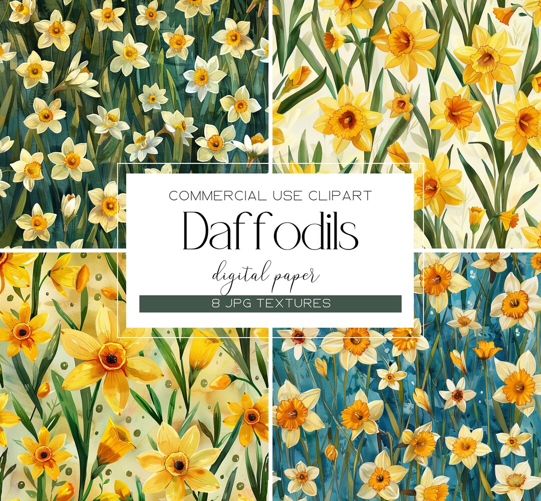 Daffodil Flowers Digital Papers Spring Flowers Digital Paper Pack ...