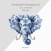 Toile Blue Elephant Clipart Watercolor Chinoiserie Toile De Jouy Jungle ...