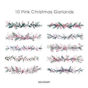 Perry Pink Christmas Garland Clipart Pink Floral Christmas Frame ...