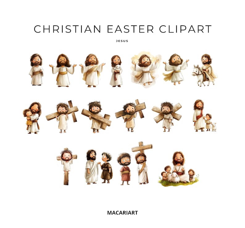 Christian Easter Clipart, Watercolor Jesus PNG, Biblical Character ...