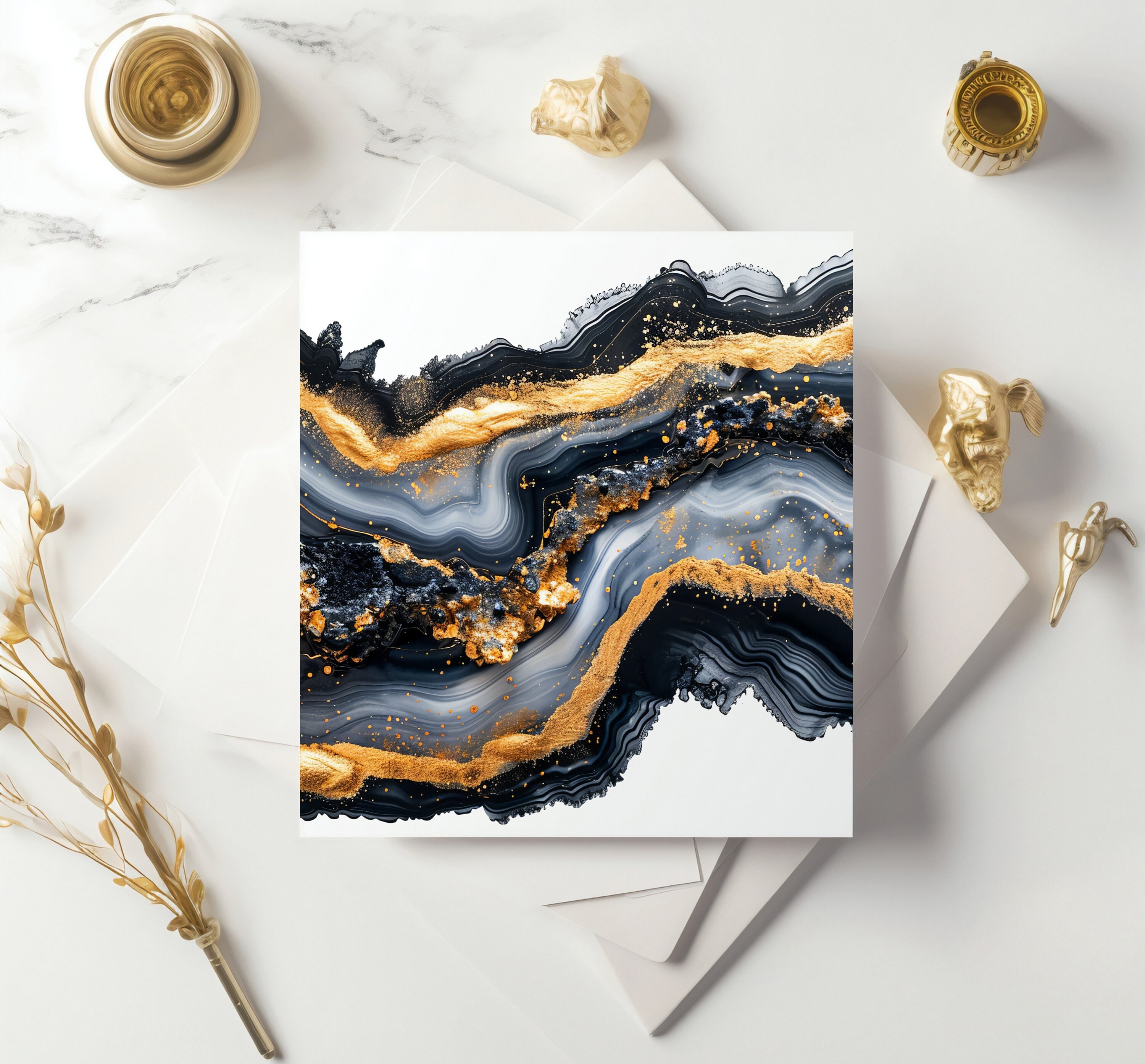 Black Agate Borders Clipart Gold Glitter Black Marble Border Geode ...