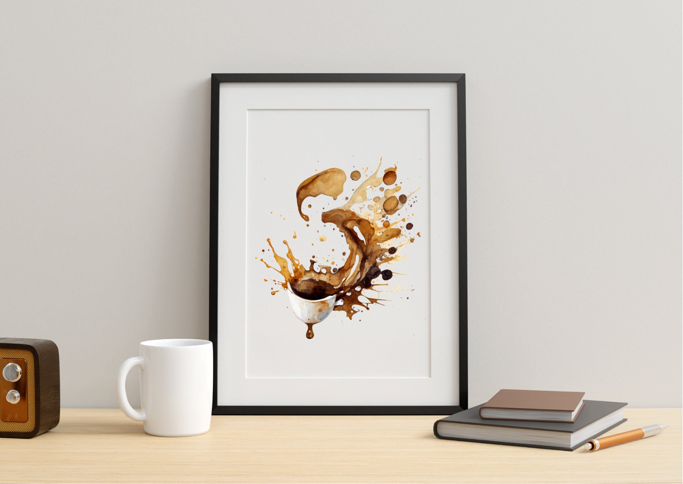 Watercolor Coffee Stains Clipart Coffee Print Wall Art Coffee Poster ...