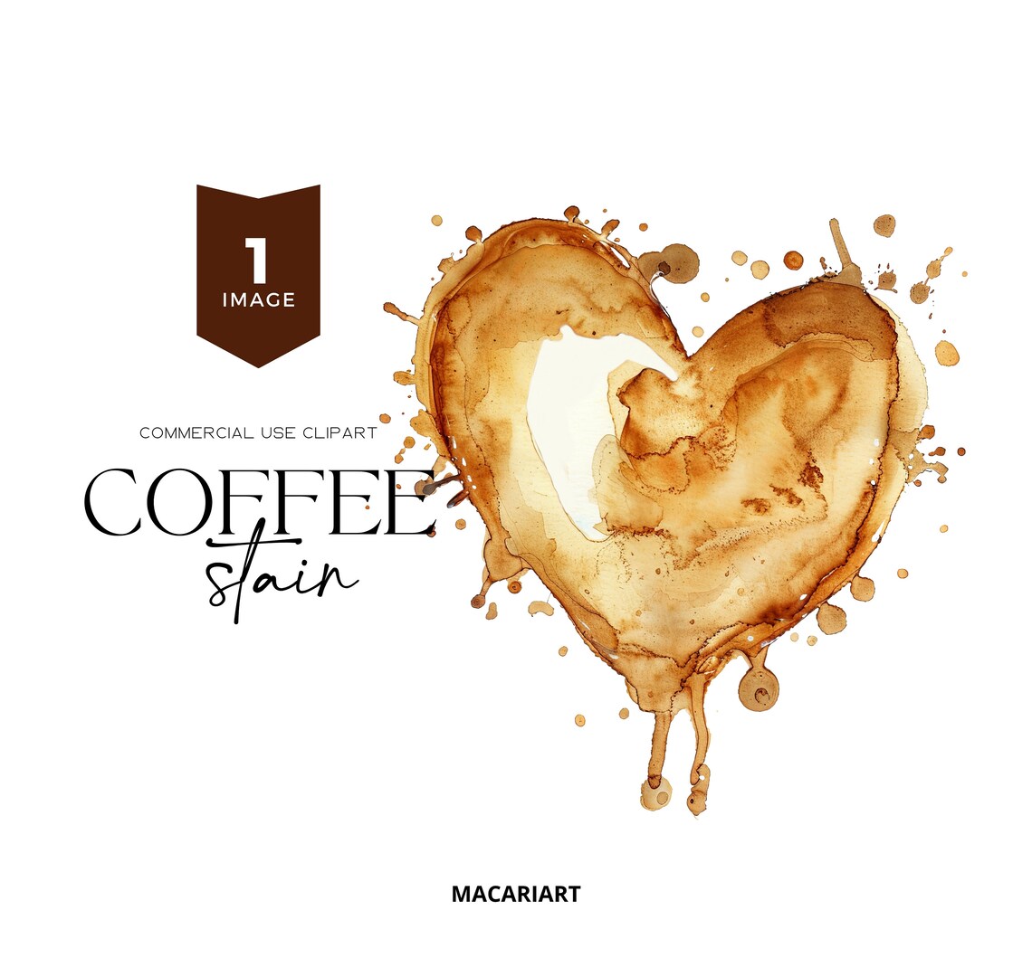 Coffee Heart Stain Clipart Watercolor Coffee Heart Espresso Coffee ...