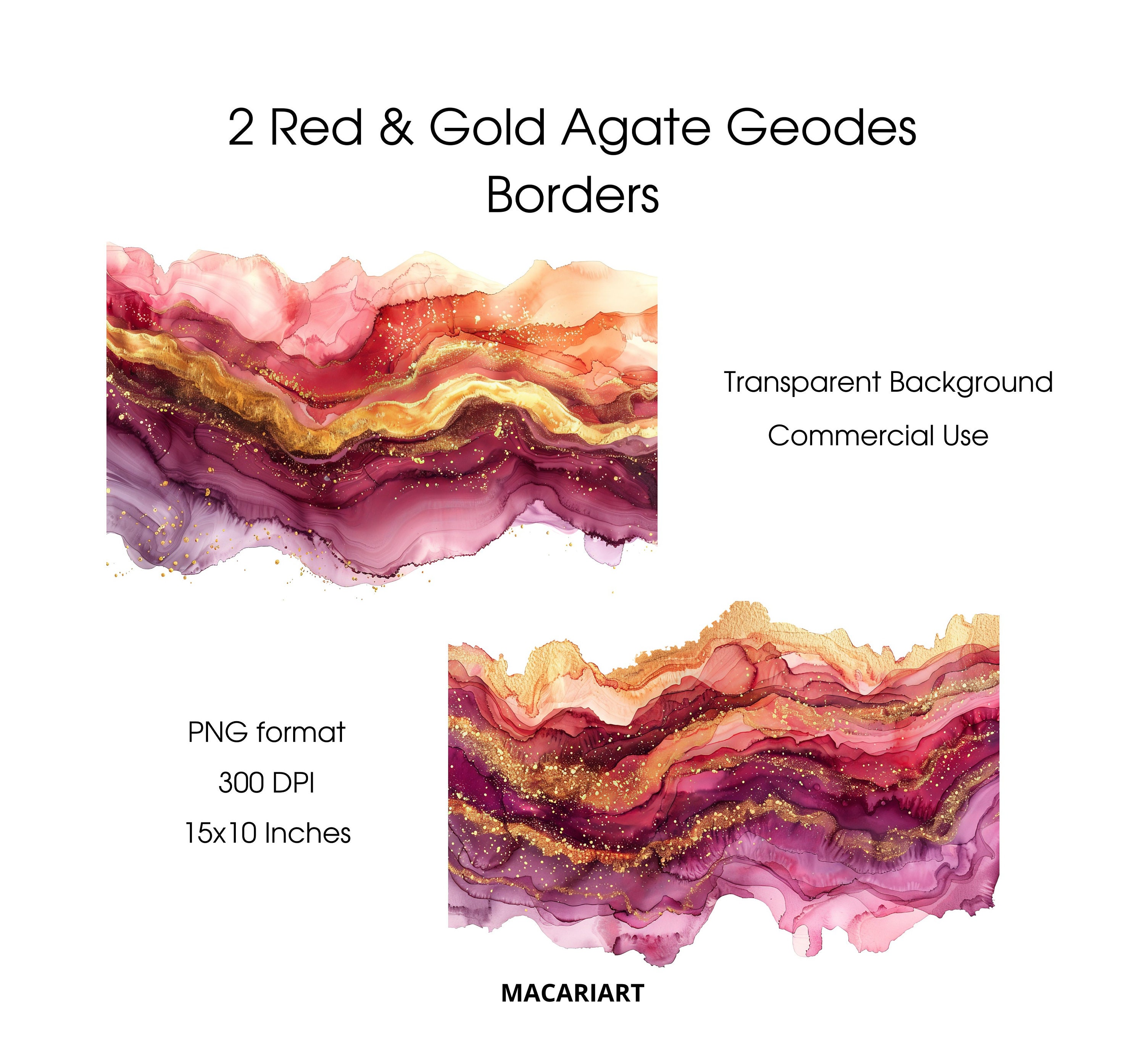 Burgundy Agate Borders Clipart Gold Glitter Red Marble Border Geode ...
