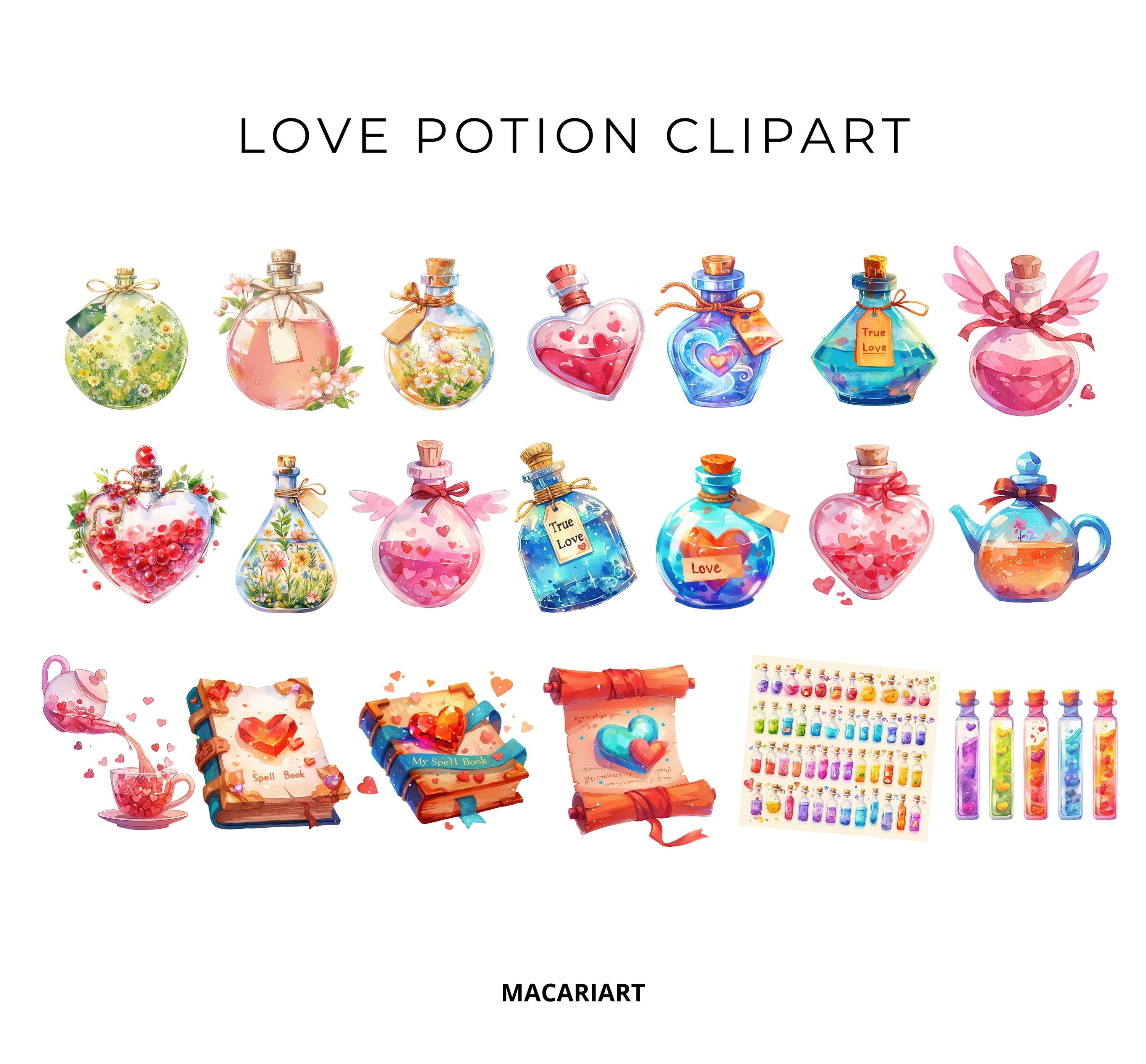 Love Potion Clipart, Magical Potion Illustrations, Valentine's Day ...