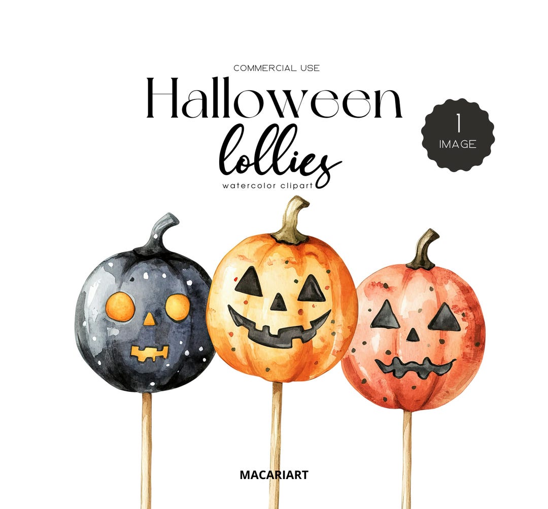 Watercolor Halloween Candy Clipart Lollipop Png Spooky Halloween ...