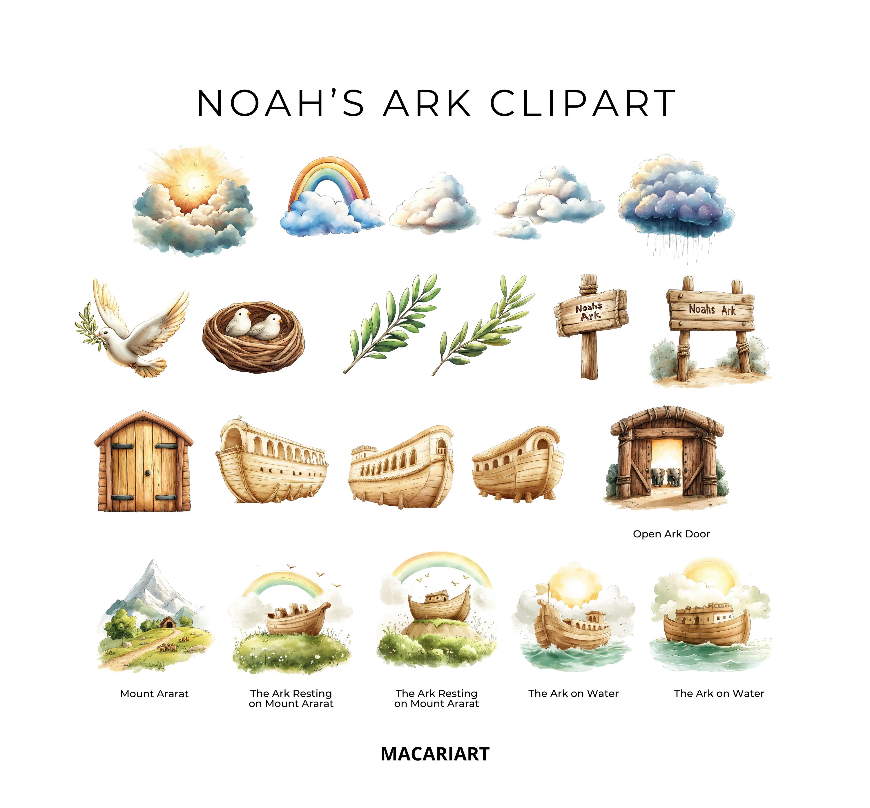 Noahs Ark Clipart, Bible Story, Biblical People, Cute Baby Animals ...