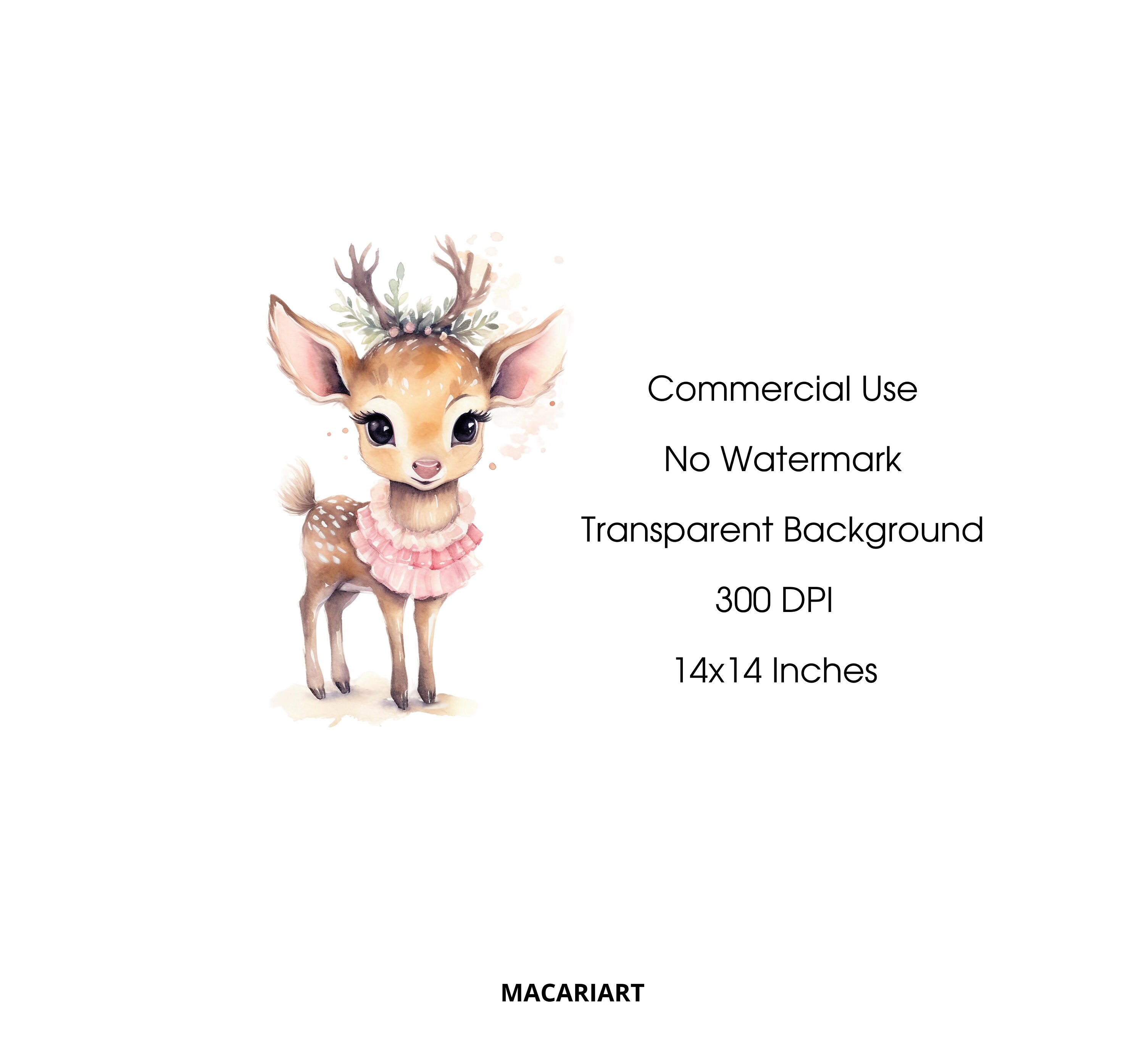Watercolor Baby Deer Clipart Woodland Baby Animal Clipart Cute Girl ...