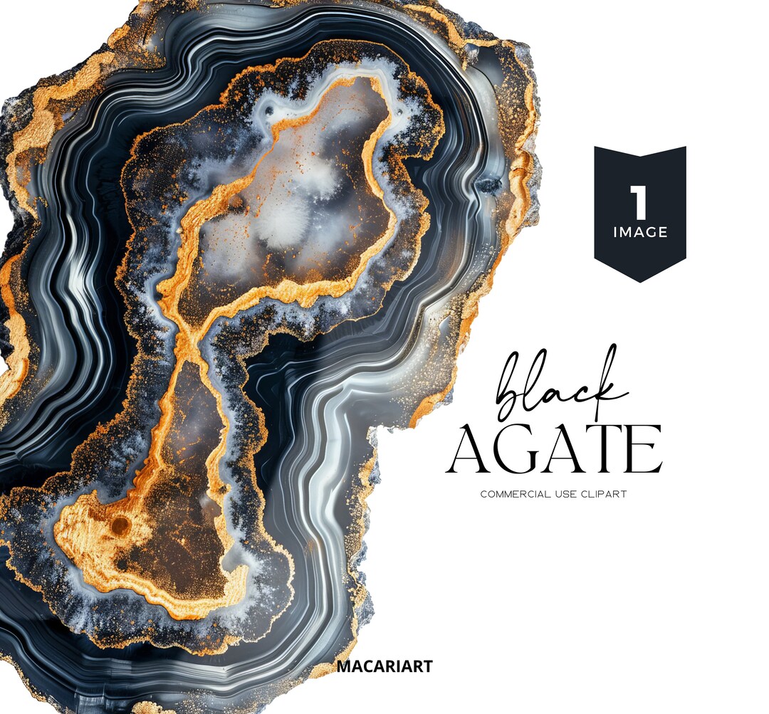 Black Agate Border Clipart Gold Glitter Black Marble Border Geode ...